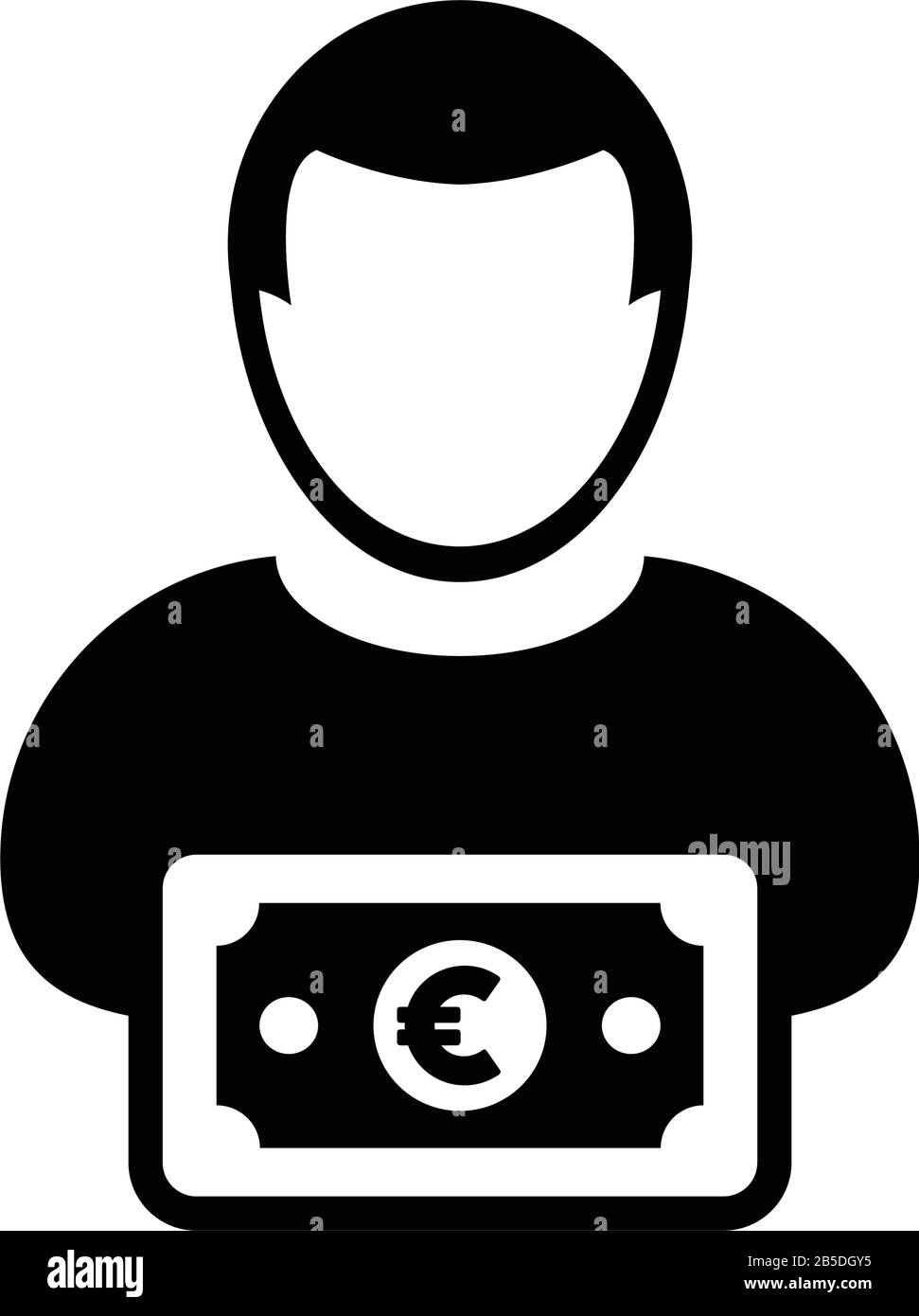 Euro sign icon vector male user person profile avatar with currency ...