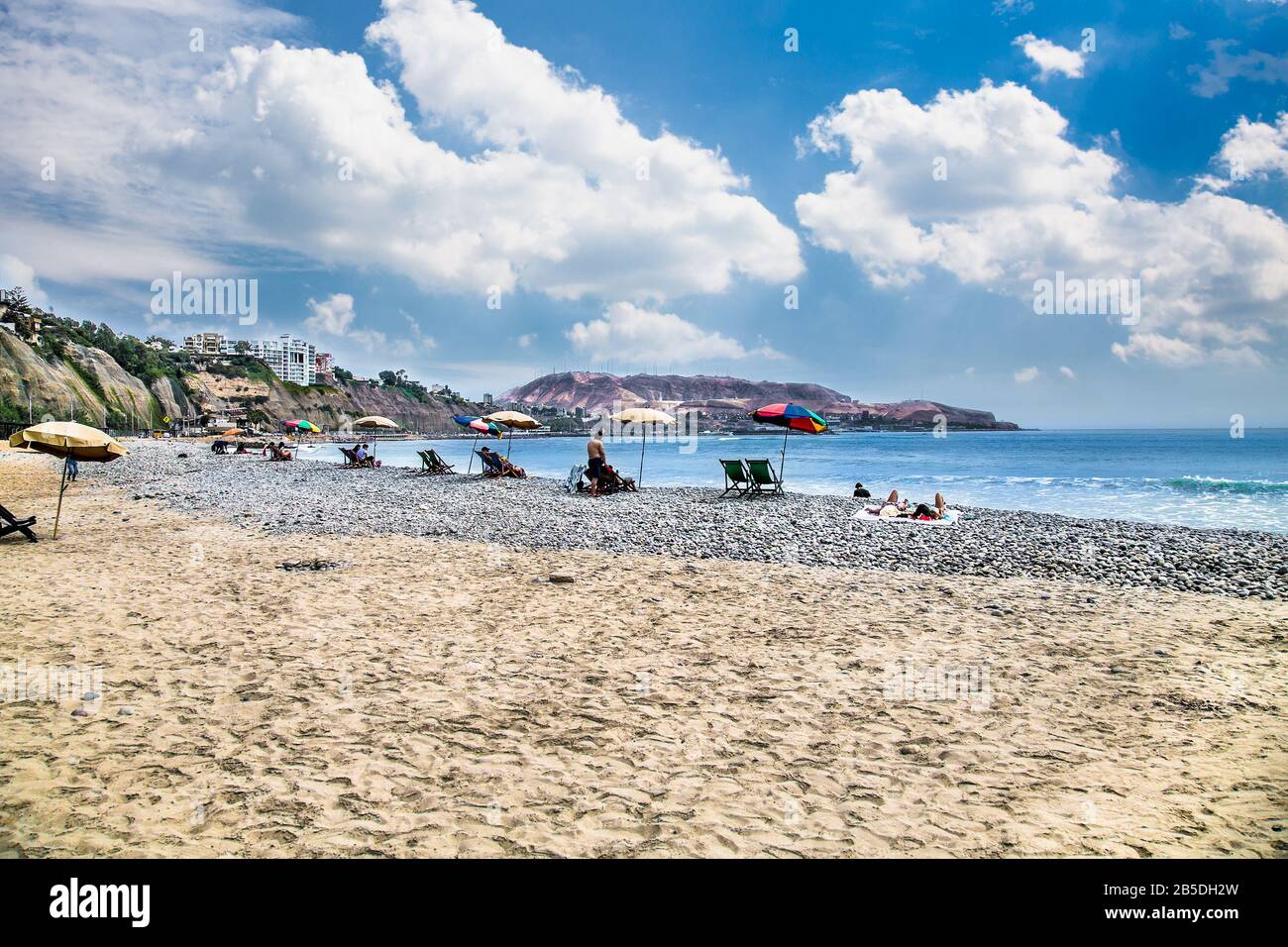 lima, Peru-Jan 11, 2019:Pacific coast view in sunny day, observation ...