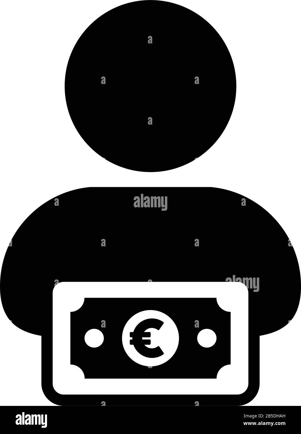 Investment icon vector male user person profile avatar with Euro sign ...