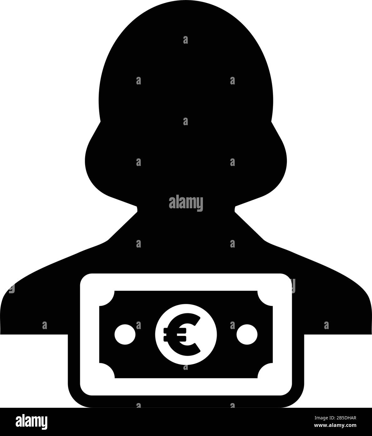 Currency icon vector female user person profile avatar with Euro money ...