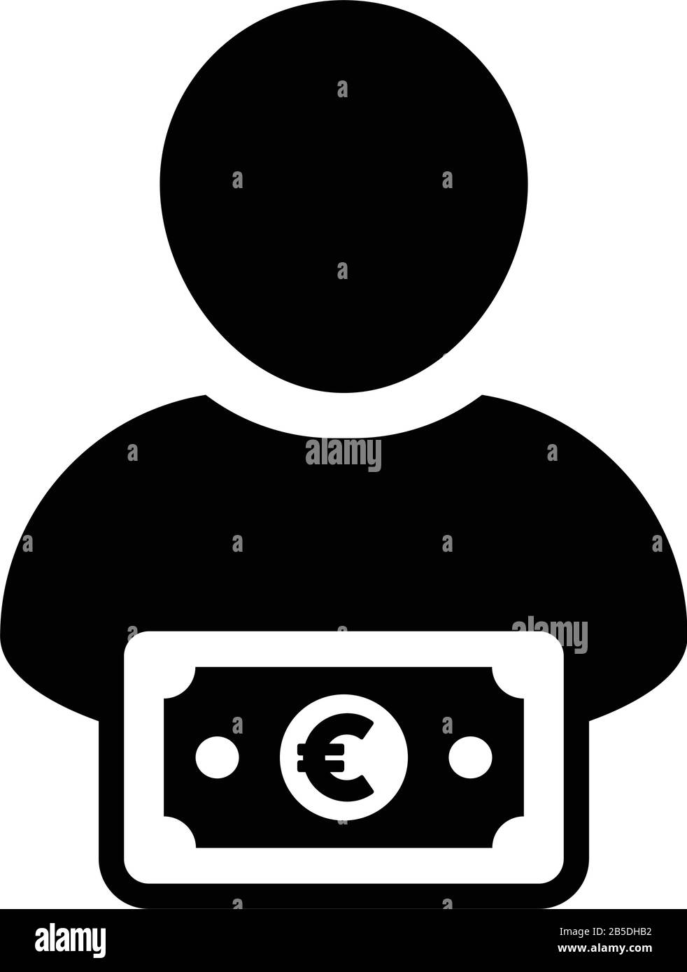 Funding icon vector male user person profile avatar with Euro sign ...