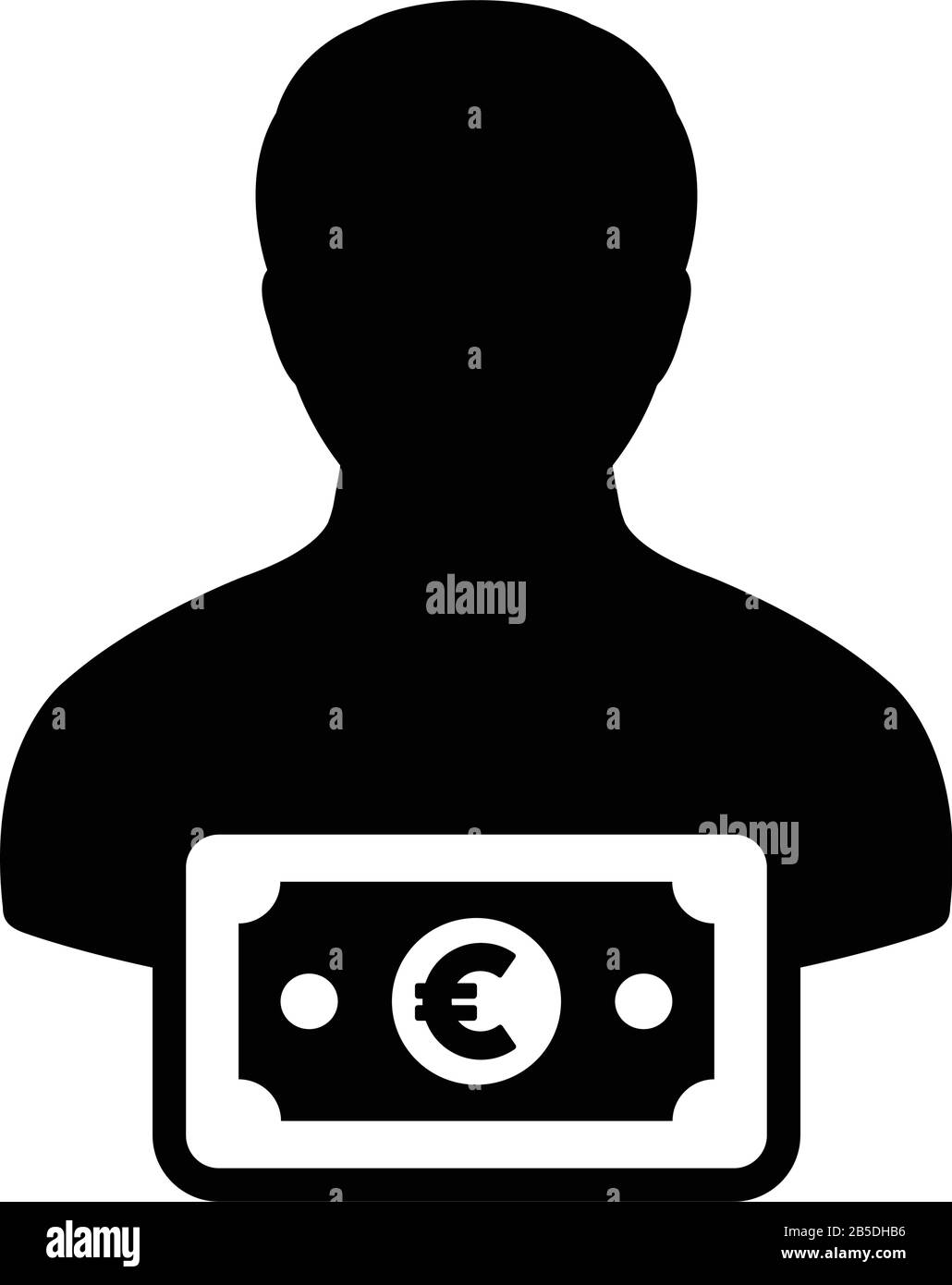 Finance icon vector male user person profile avatar with Euro sign ...