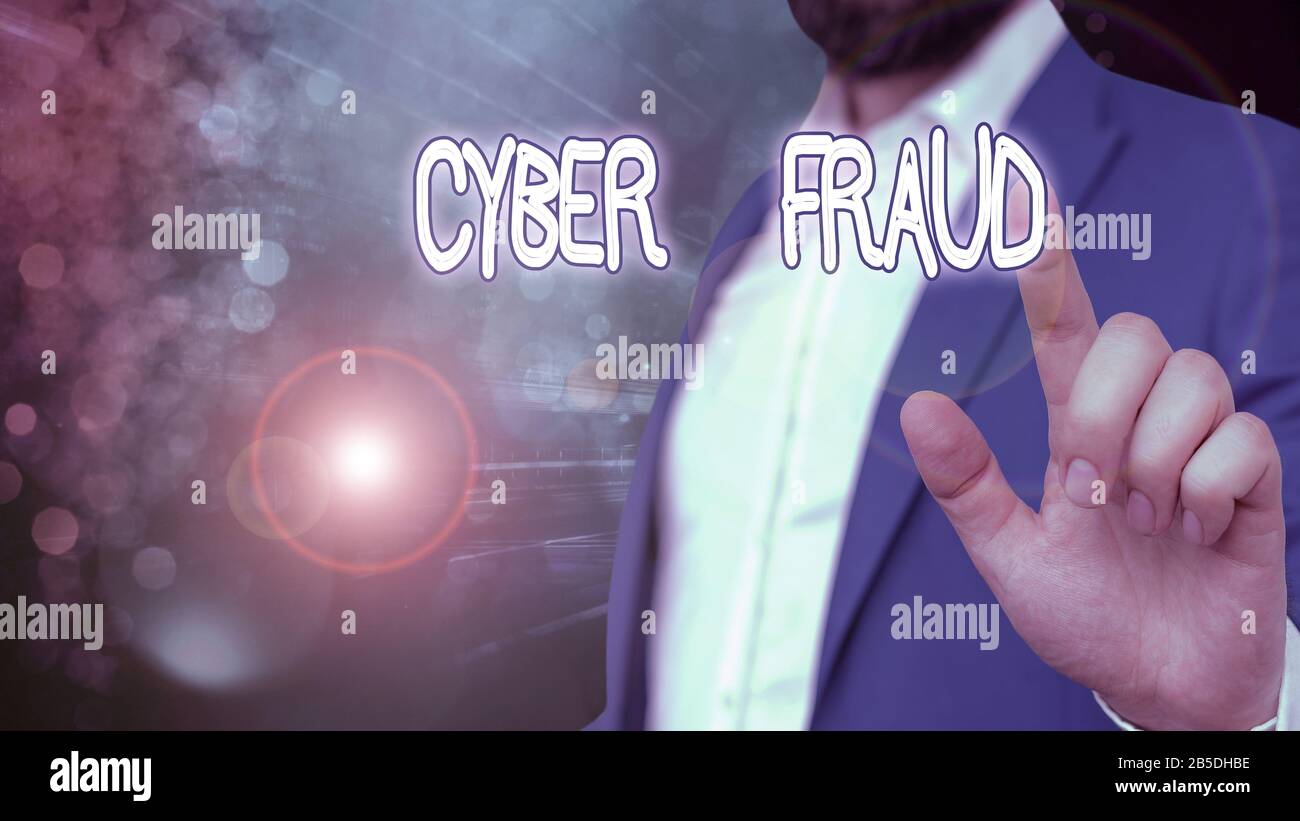 Word writing text Cyber Fraud. Business photo showcasing any crime that ...