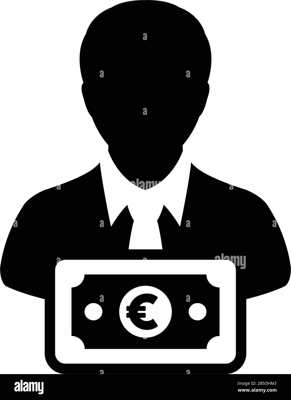 Sponsor icon vector male user person profile avatar with Euro sign ...