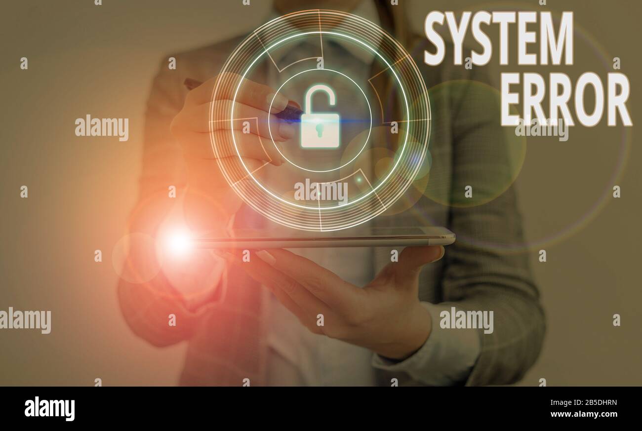Writing note showing System Error. Business concept for instruction ...