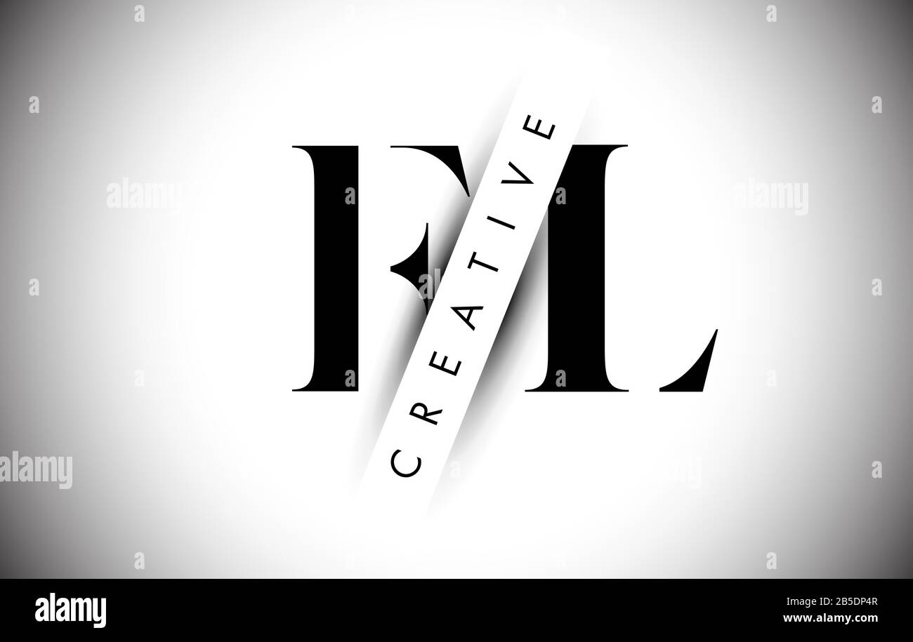 FL F L Letter Logo with Creative Shadow Cut and Over layered Text ...