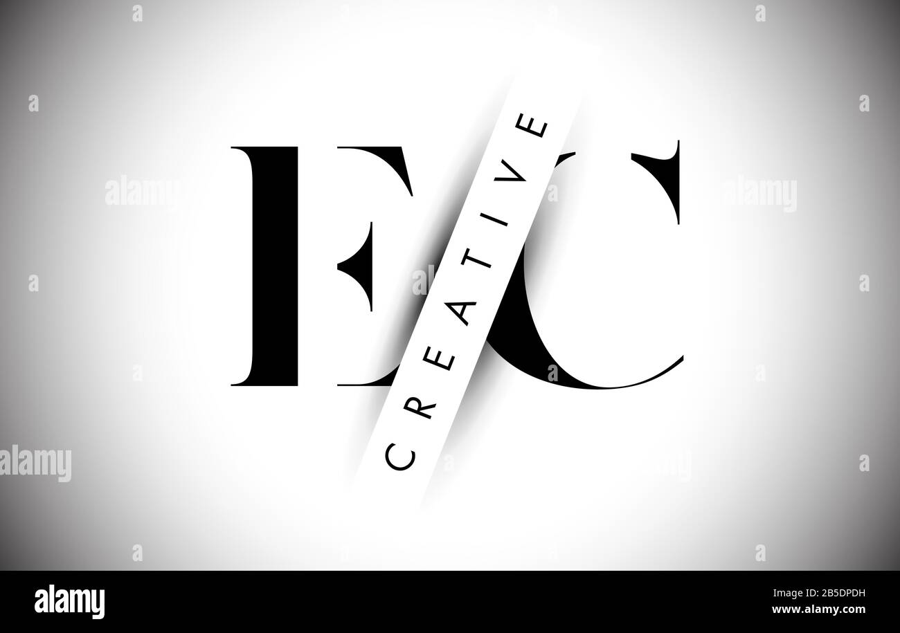 EC E C Letter Logo with Creative Shadow and Text Design Vector ...
