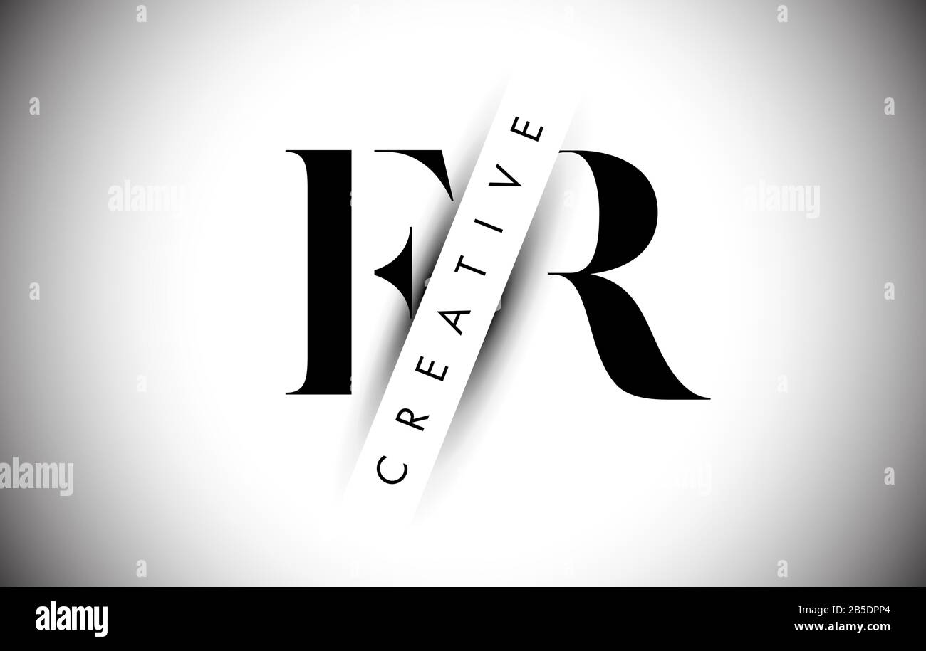 FR F RLetter Logo with Creative Shadow Cut and Over layered Text Vector ...