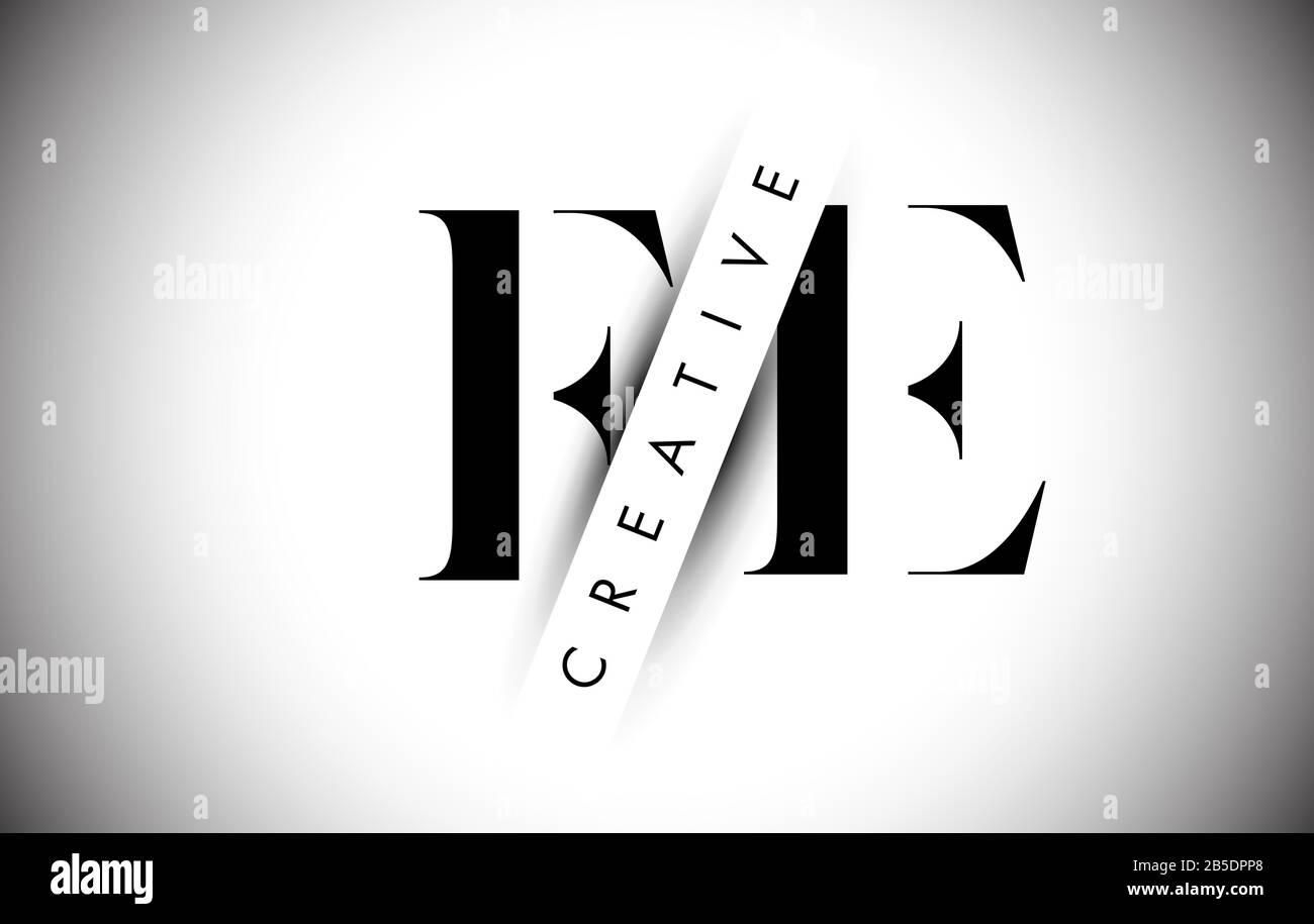 FE F E Letter Logo with Creative Shadow Cut and Over layered Text ...