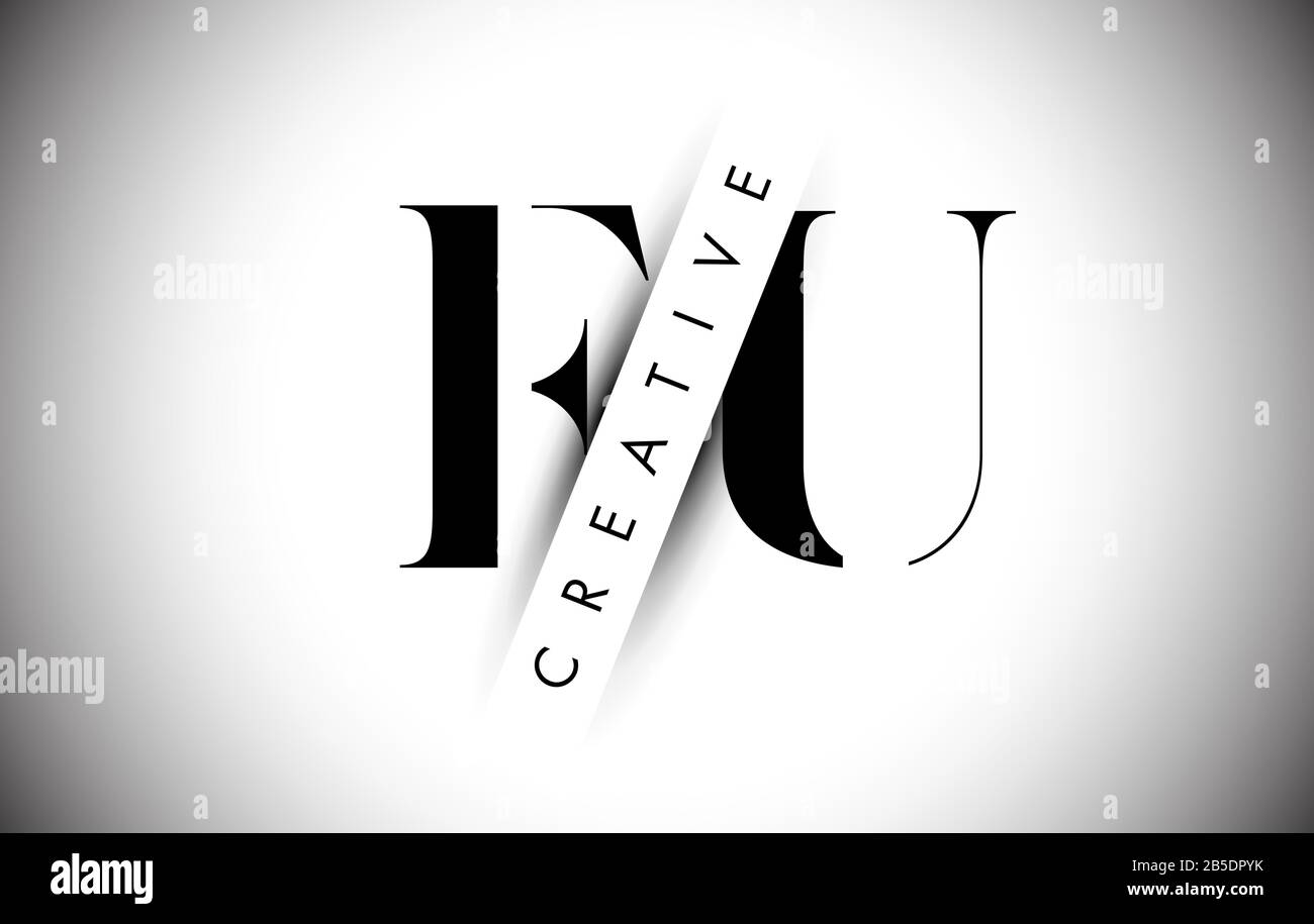 FU F U Letter Logo with Creative Shadow Cut and Over layered Text ...