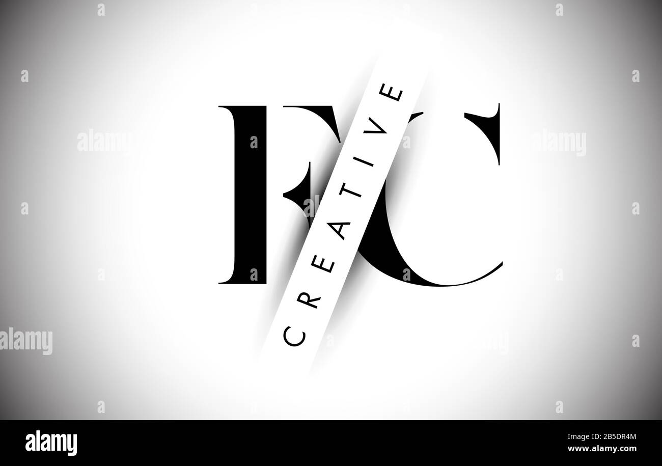 FC F C Letter Logo with Creative Shadow Cut and Over layered Text ...