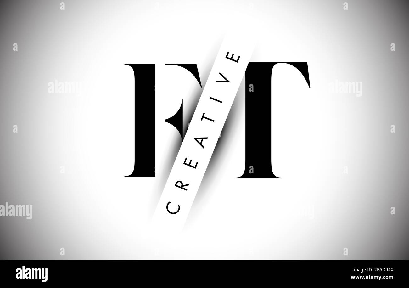 FT F T Letter Logo with Creative Shadow Cut and Over layered Text ...