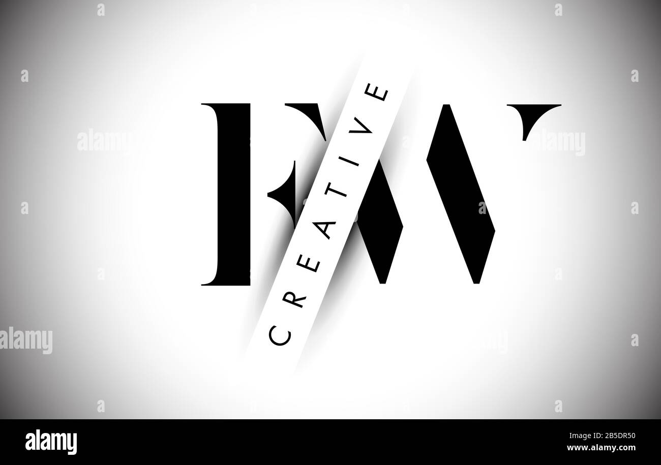 FW F W Letter Logo with Creative Shadow Cut and Over layered Text ...