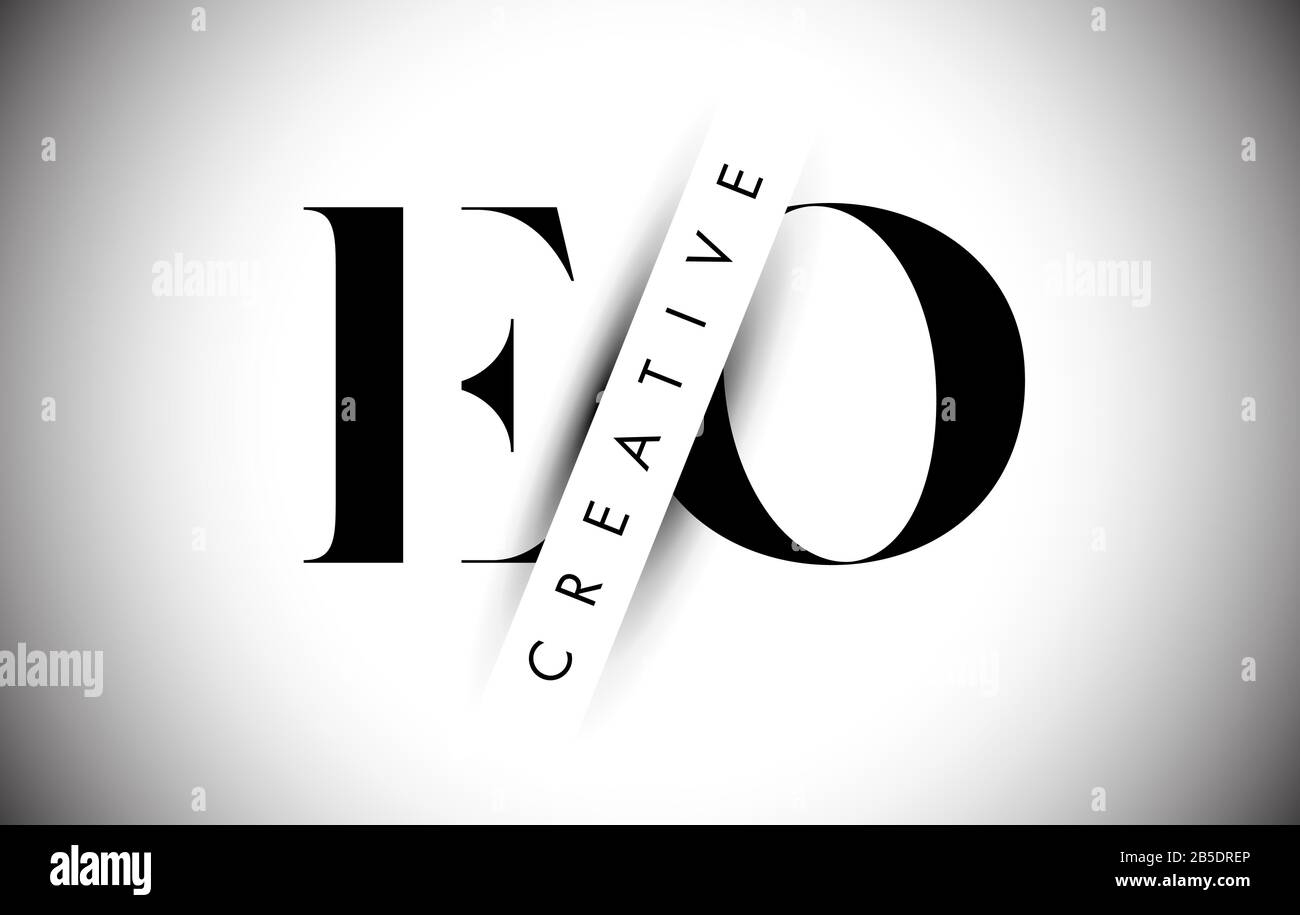 EO E O Letter Logo with Creative Shadow Cut and Over layered Text ...