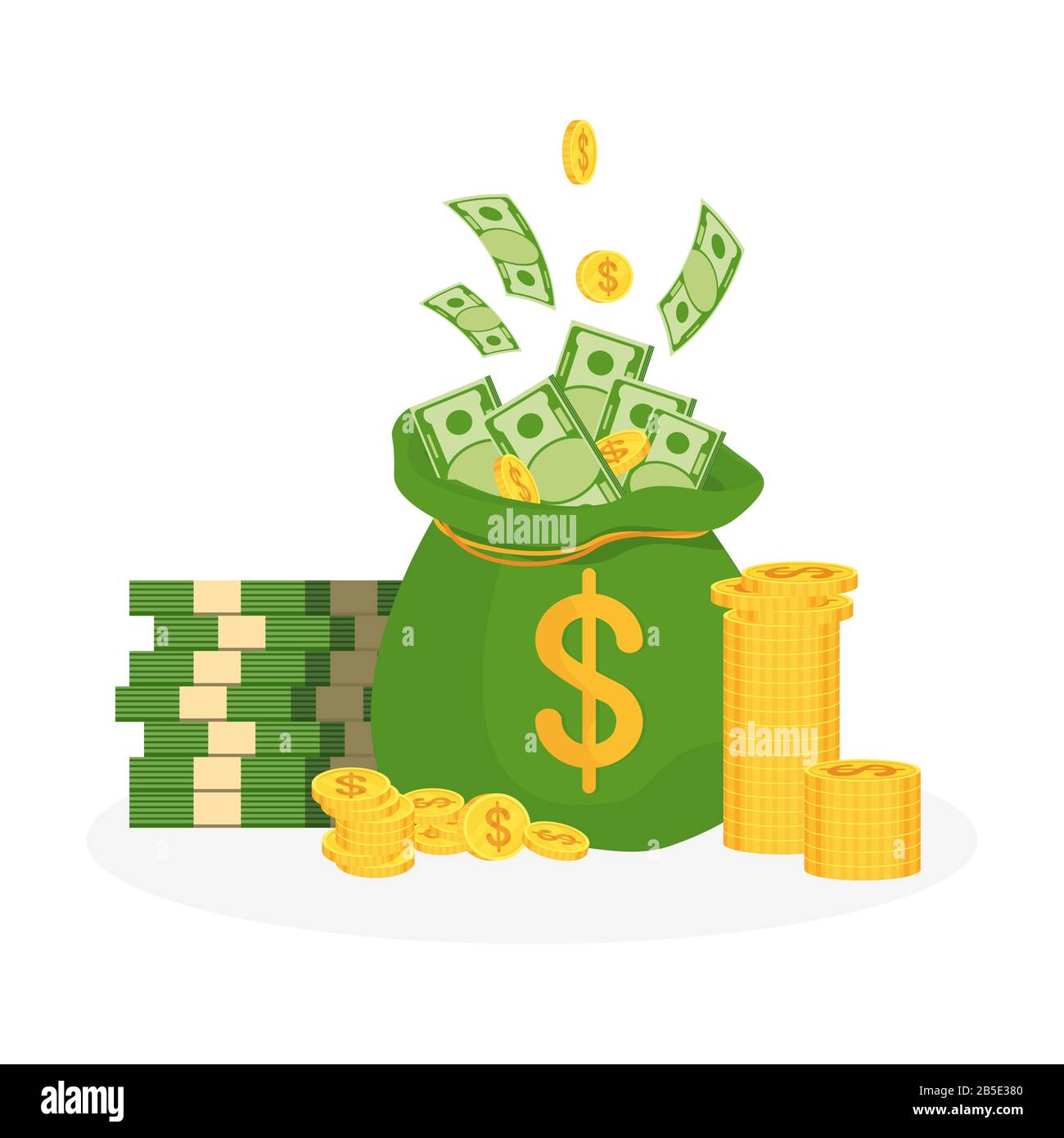 Green bank bag. Metaphor of success and wealth, greed and stinginess ...