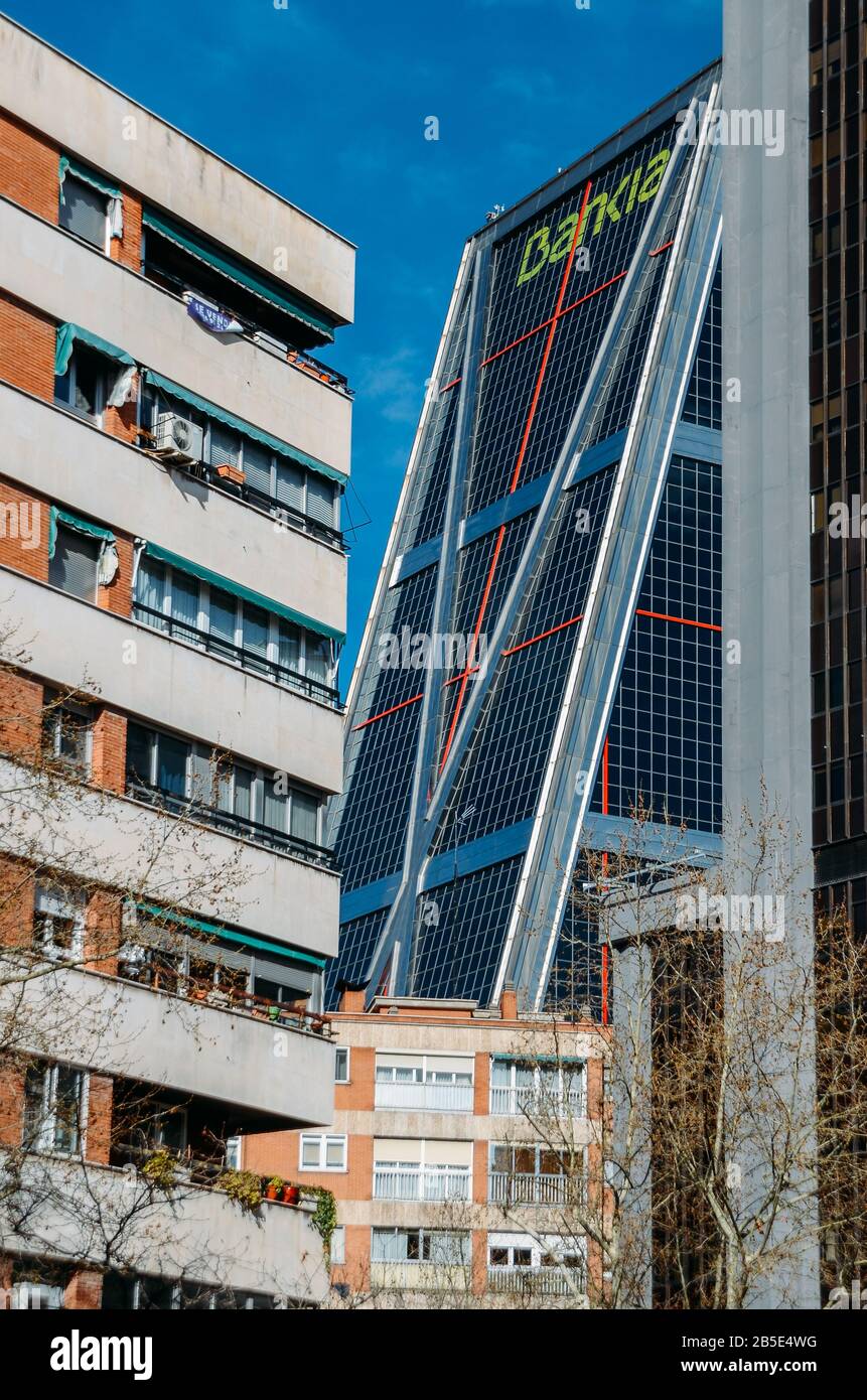 Madrid Spain - March 7, 2020: Juxtaposition of KIO towers or Gate of ...