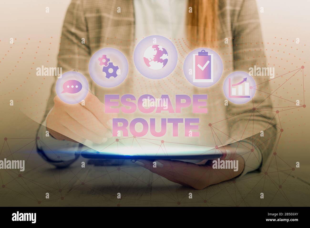 Conceptual hand writing showing Escape Route. Concept meaning a route ...