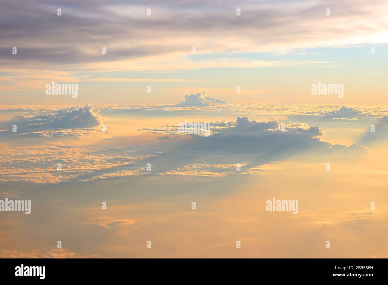 photo of beautiful sky, view from the window of an airplane Stock Photo ...