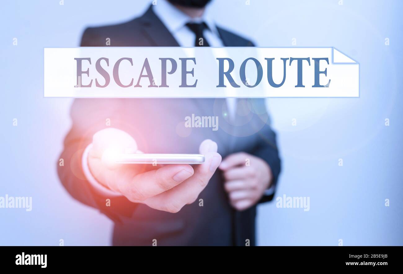 Text sign showing Escape Route. Business photo showcasing a route by ...