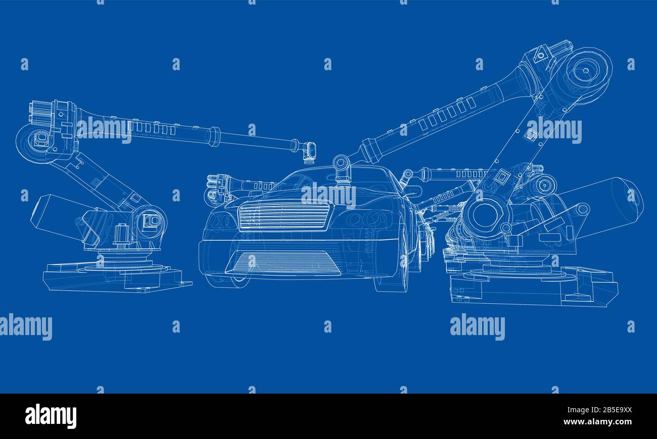 Car manufacturing assembly line 3d Stock Vector Images - Alamy