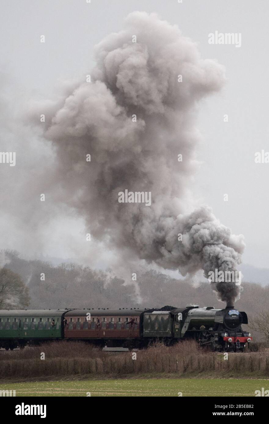 Steam locomotive 60103 The Flying Scotsman makes it's way along the Mid ...