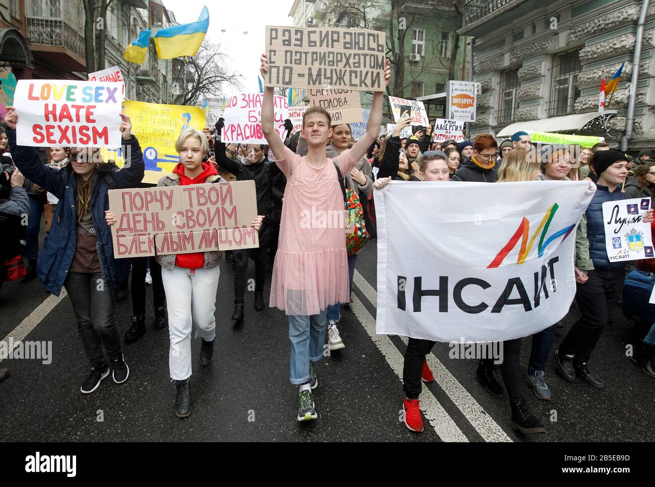 Kiev, Ukraine. 8th Mar, 2020. Ukrainian feminists and their supporters ...