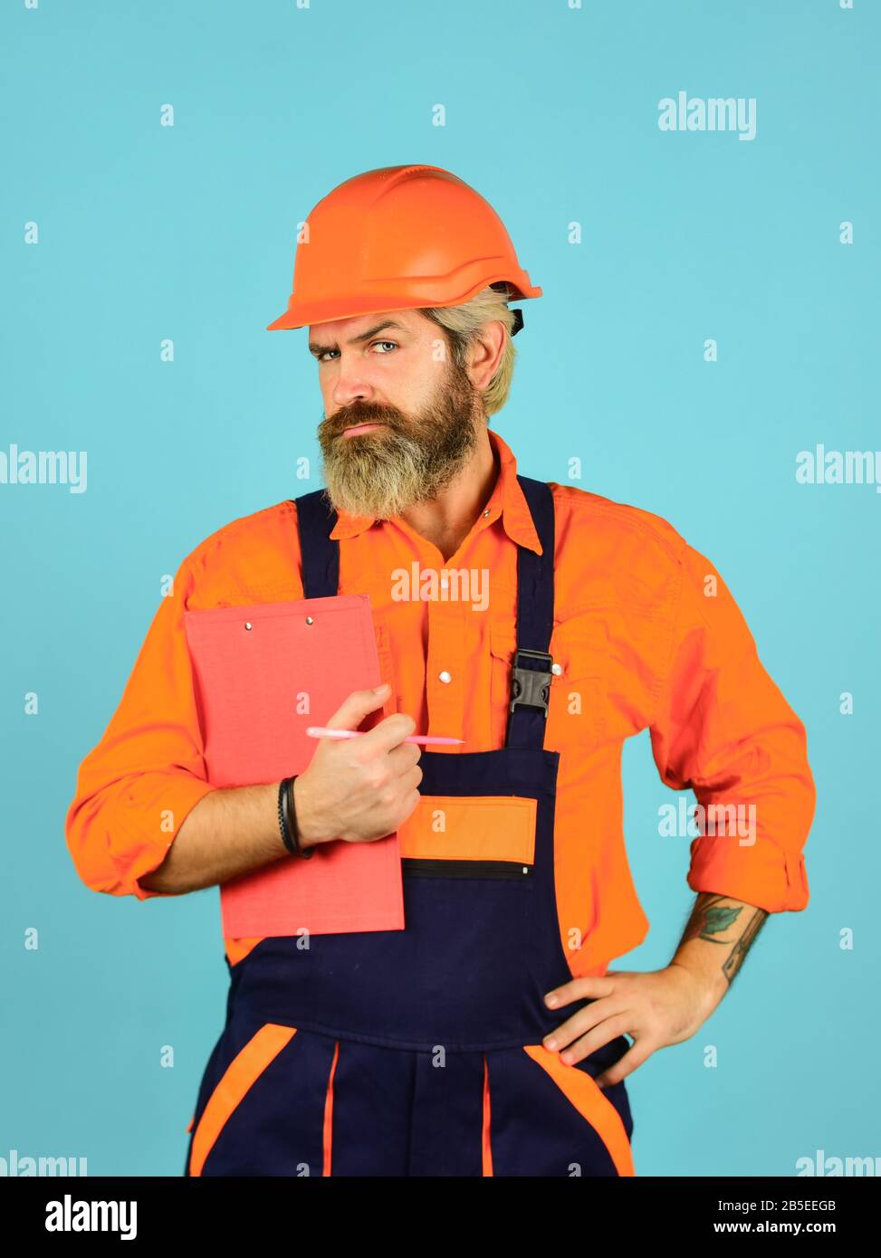 technology. work operation concept. looking project folder. blueprint ...