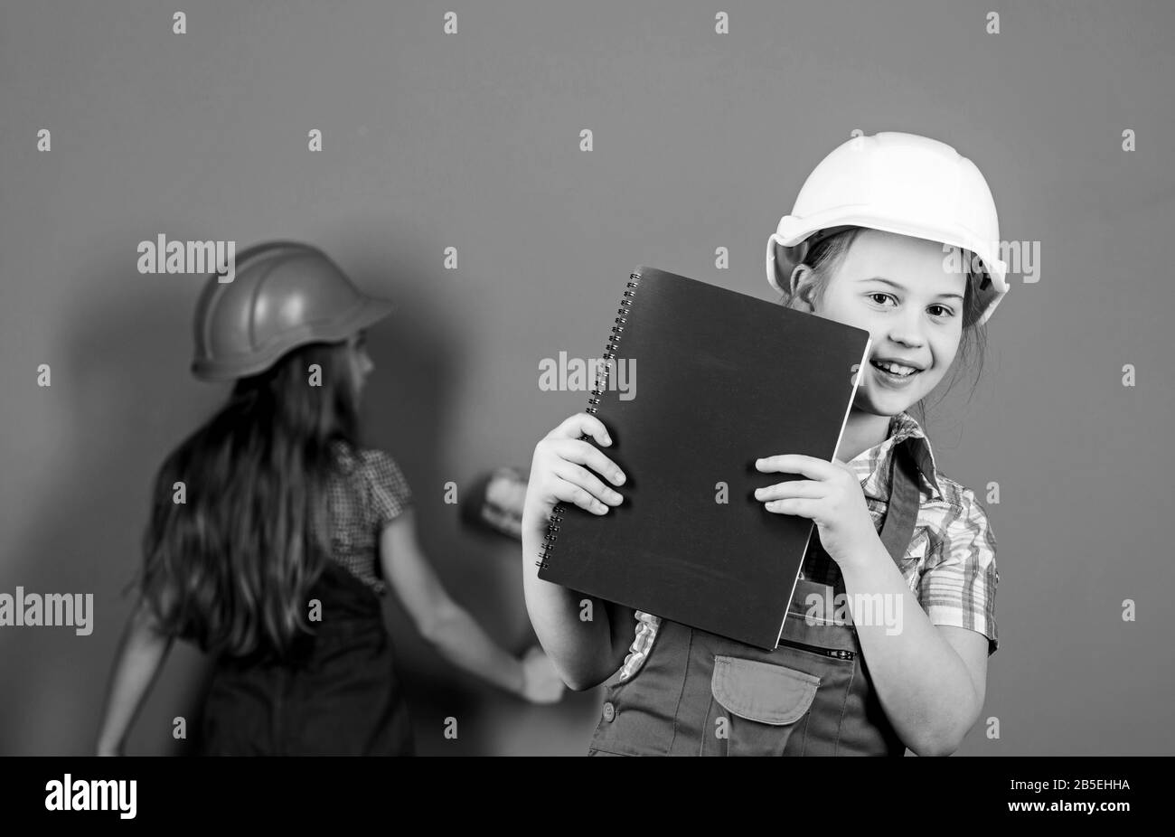 Control renovation process. Kids happy renovating home. Repaint walls ...