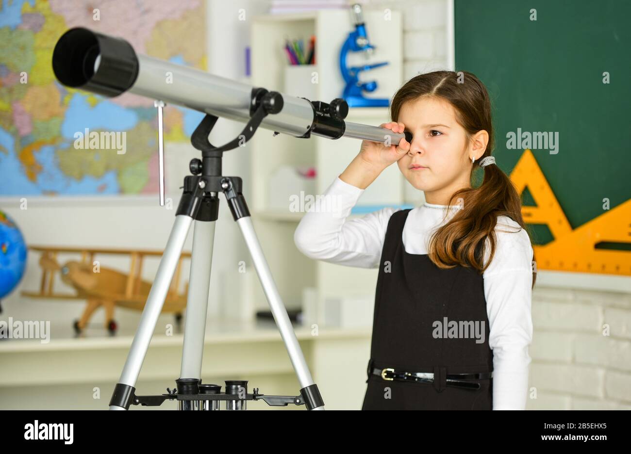 Astronaut Using Telescope. School astronomy lesson. Exploring space of ...