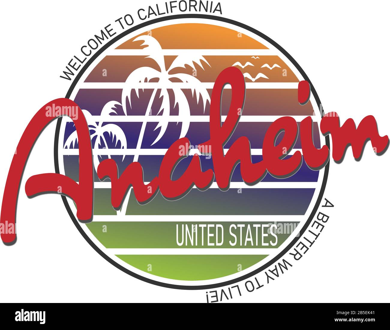 Anaheim city travel destination in USA. vector cartoon Stock Vector ...