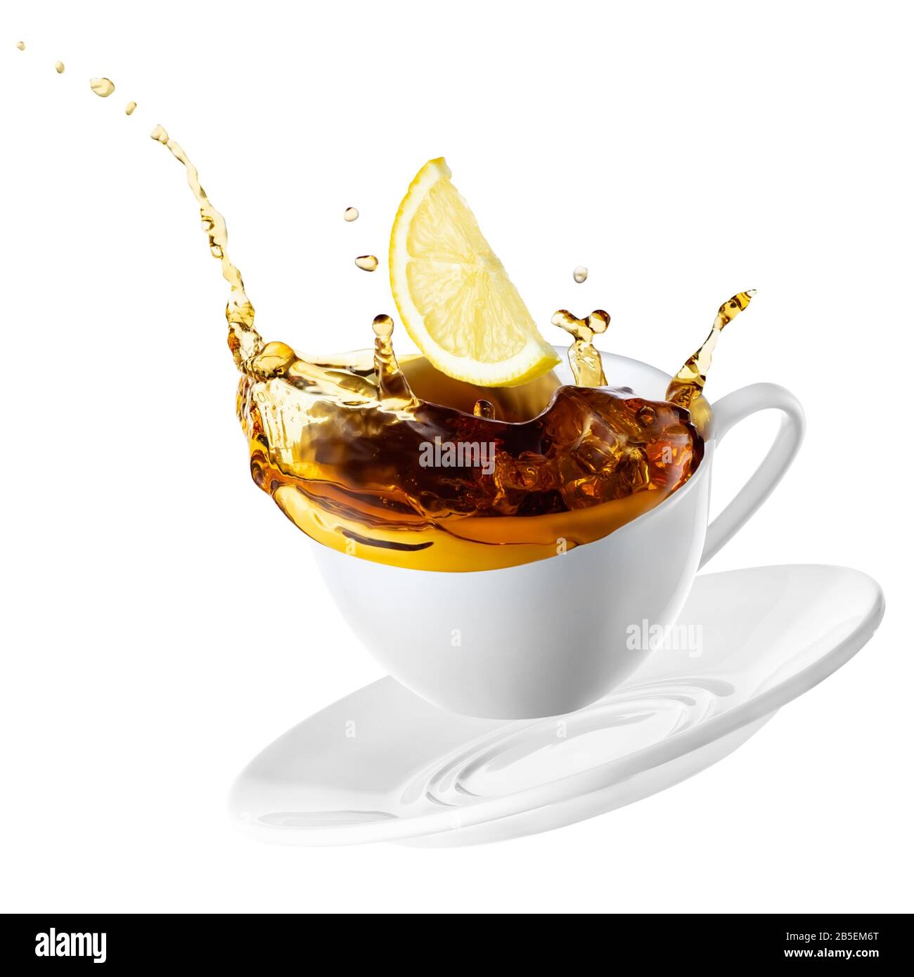 cup with tea splash Stock Photo - Alamy