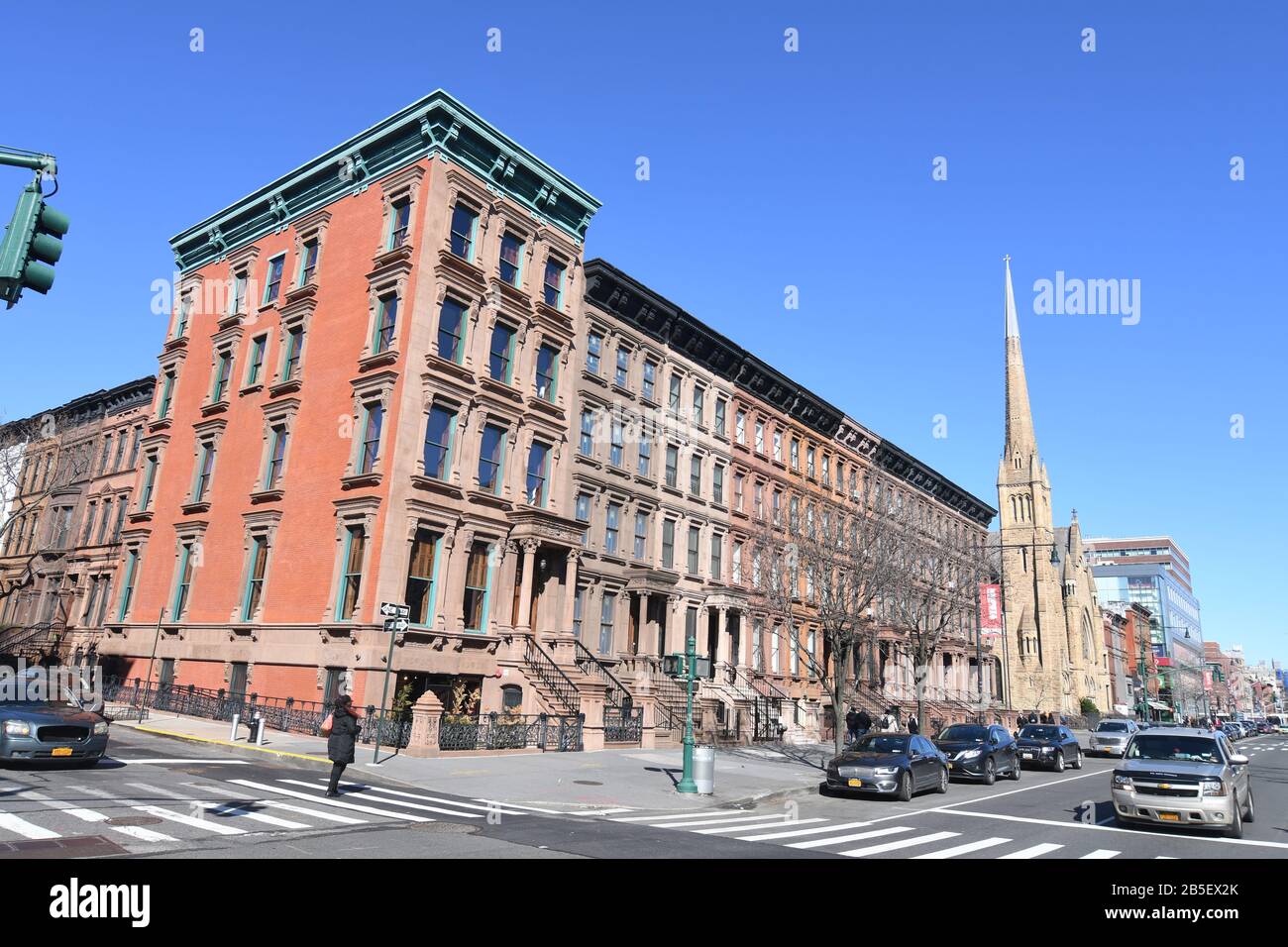 Harlem street view, New York City, USA Stock Photo - Alamy