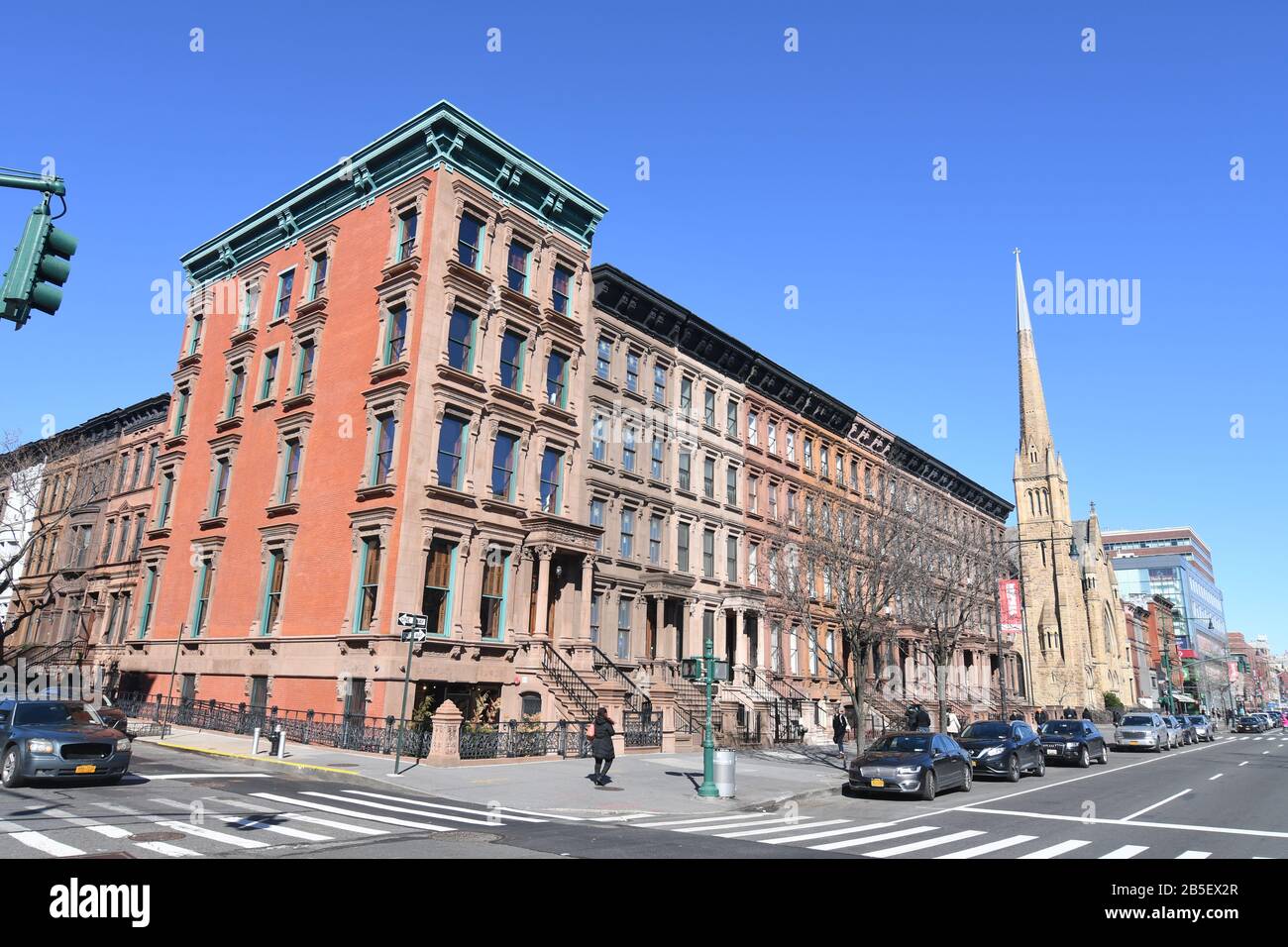 Harlem street view, New York City, USA Stock Photo - Alamy