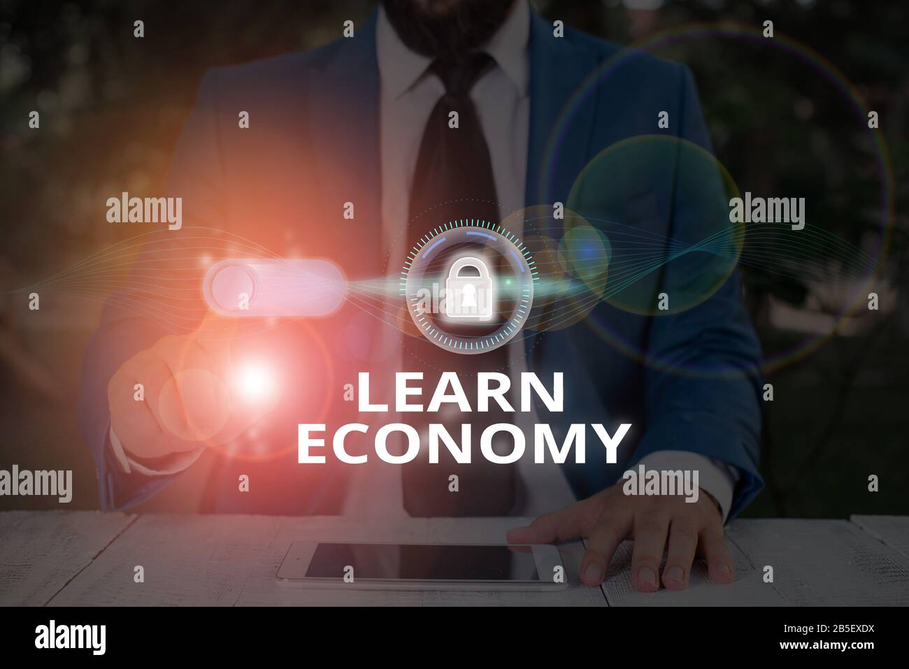 Text sign showing Learn Economy. Business photo text gain or acquire knowledge in system of ...