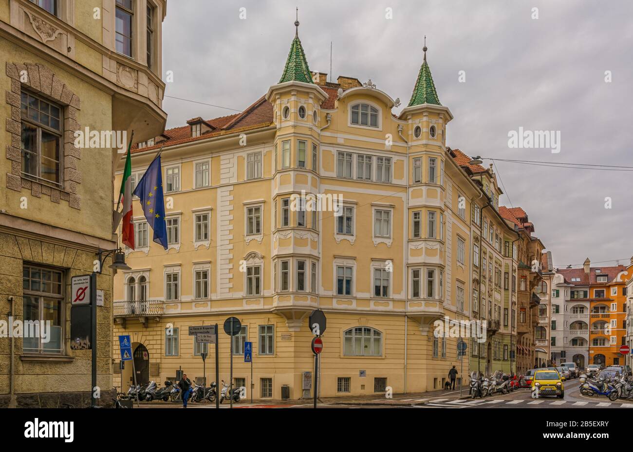 Post Office Building in the historic center of Bolzano in South Tyrol ...