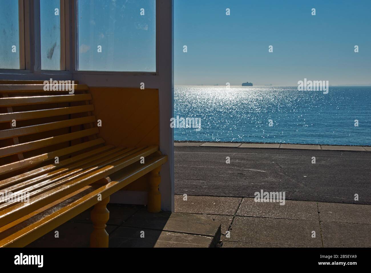 A traditional Victorian promenade shelter on the promenade along ...