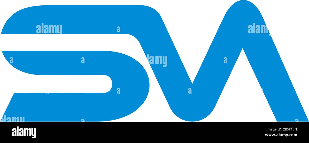 letter sm simple linked stripes motion geometric symbol logo vector ...