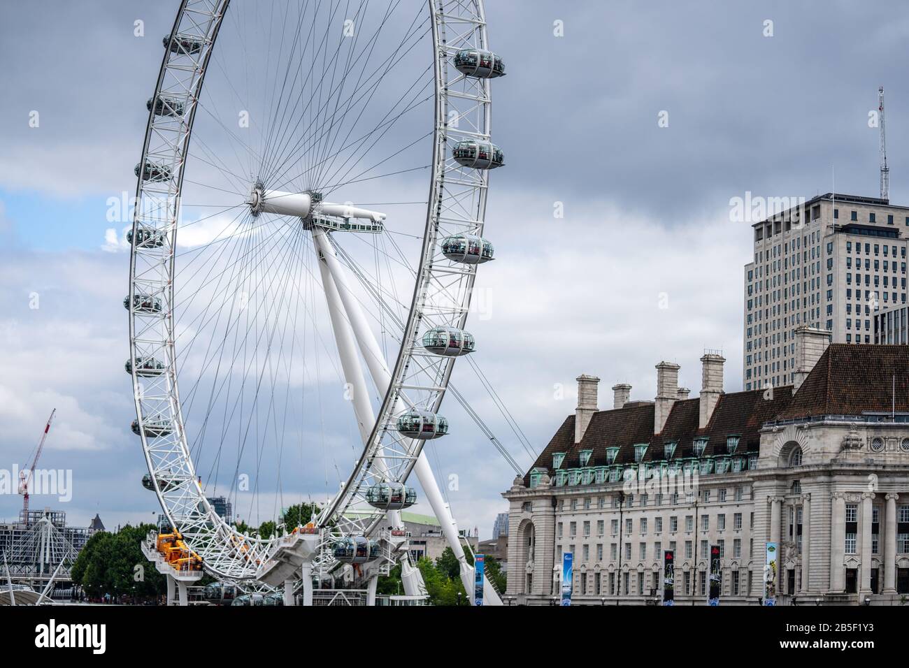 London, UK, July, 2019. The London Eye is a cantilevered observation ...