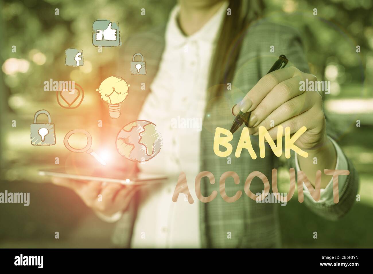 Writing note showing Bank Account. Business concept for Represents the ...