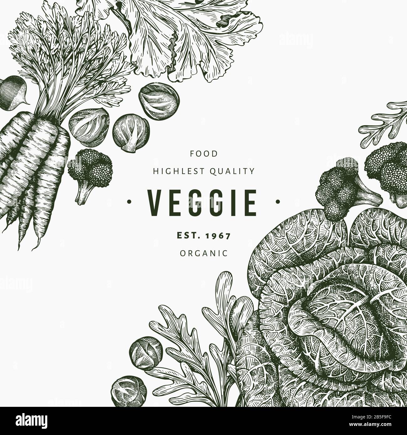 Hand drawn sketch vegetables design. Organic fresh food vector banner ...