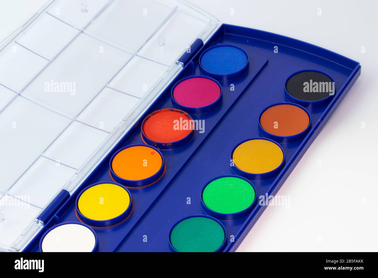 Set of watercolor paints isolated on white background Stock Photo - Alamy