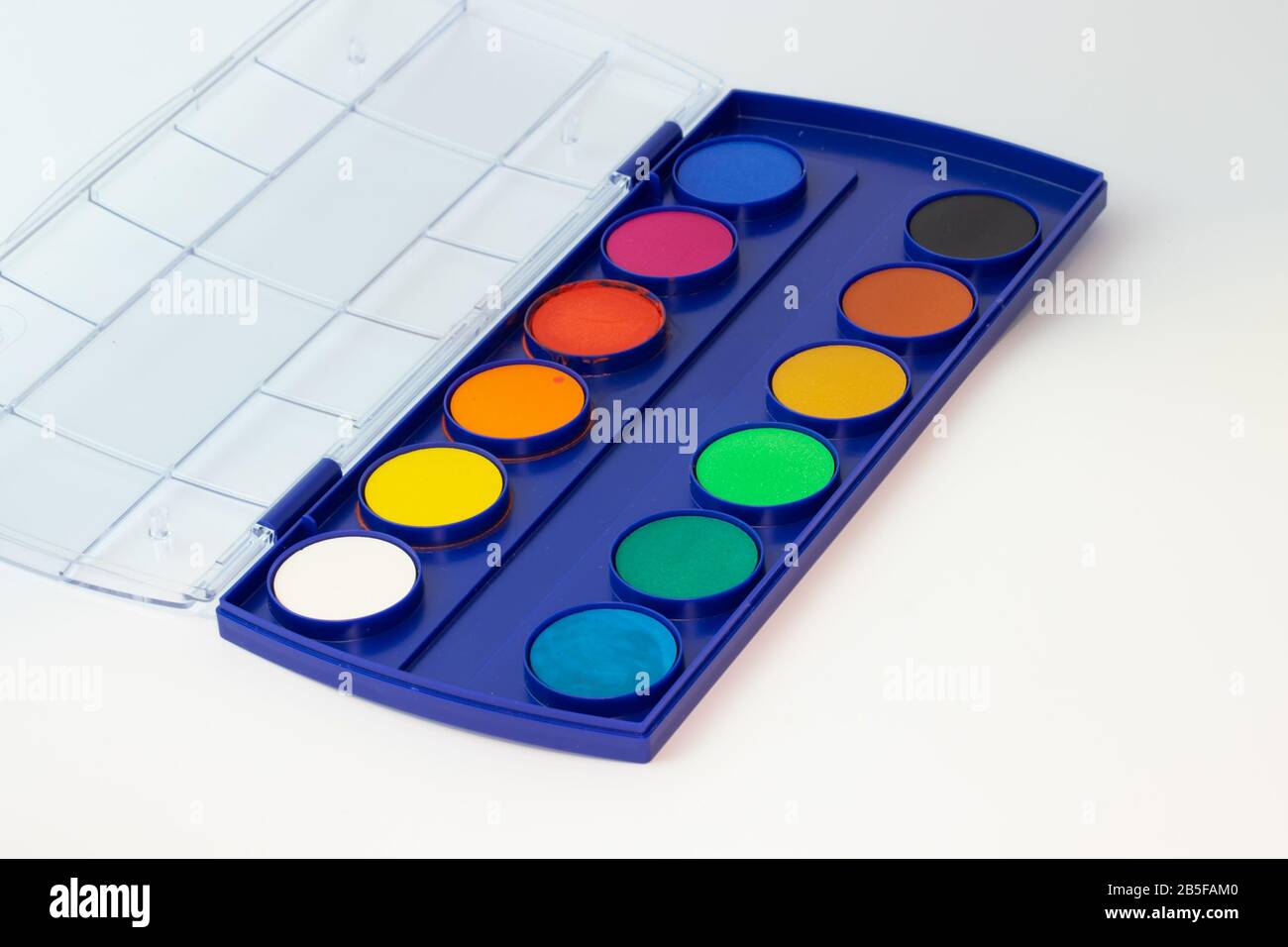 Set of watercolor paints isolated on white background Stock Photo - Alamy