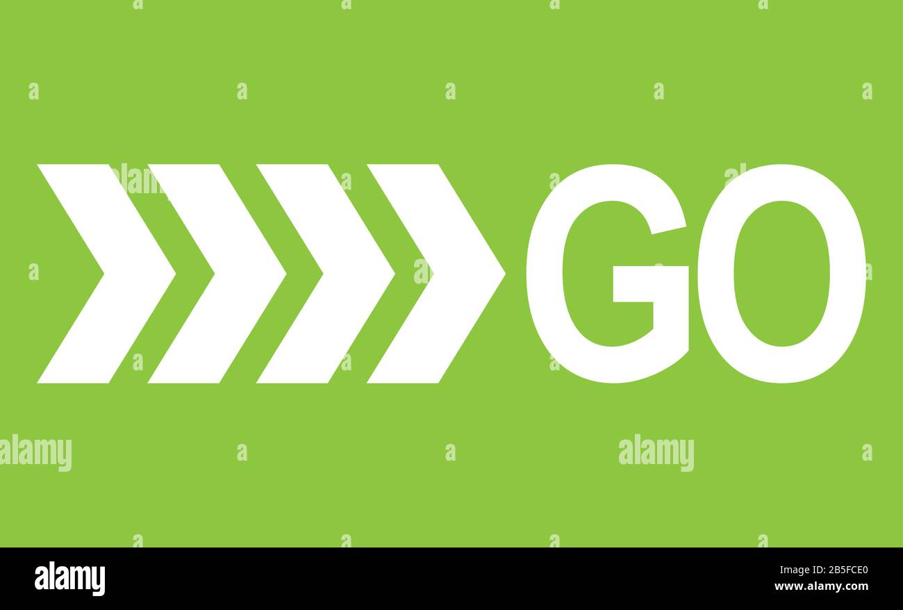GO white word text and four direction arrows pointing right ahead on ...