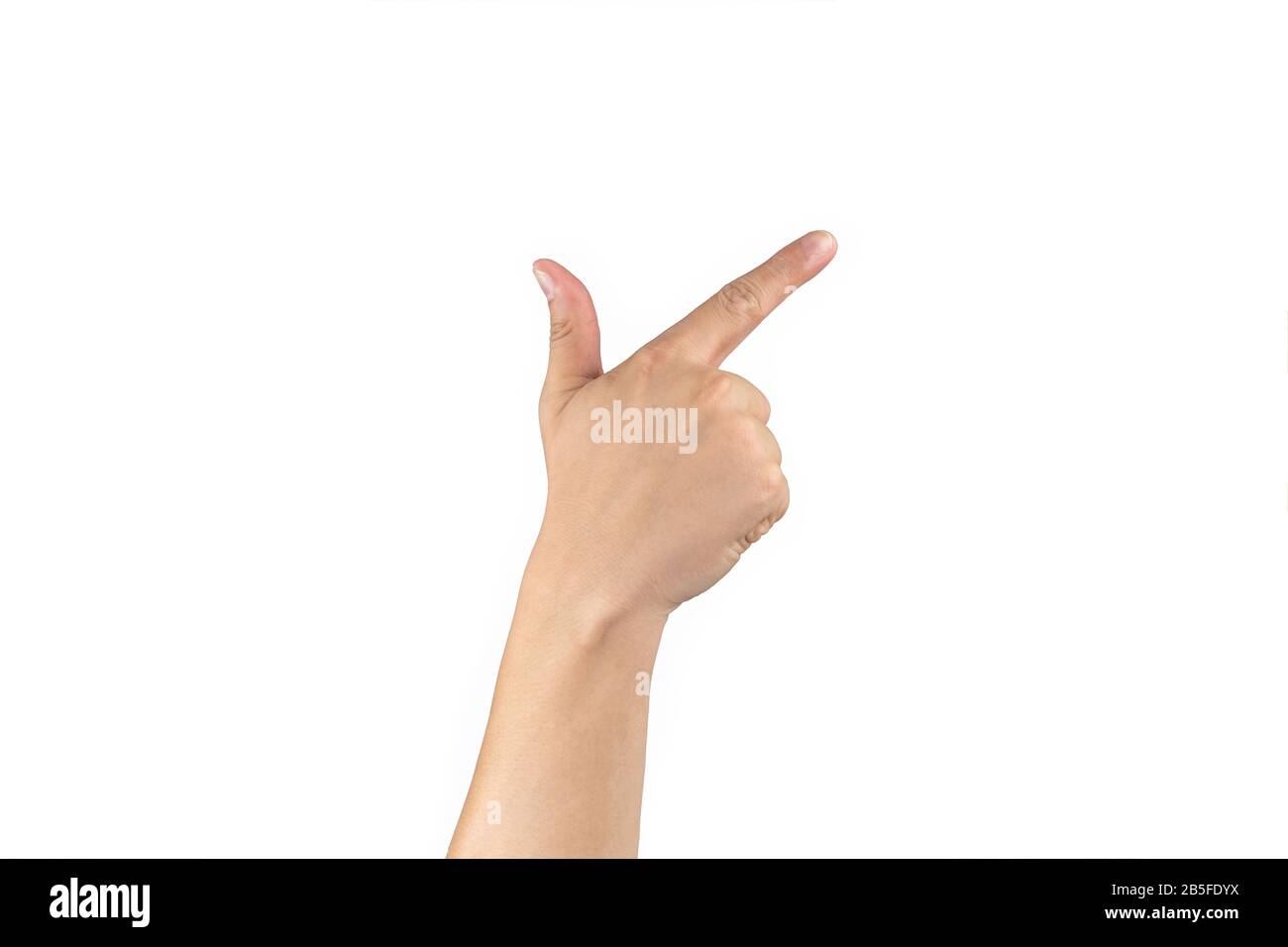 Asian back hand shows and counts 7 (seven) sign on finger on isolated ...