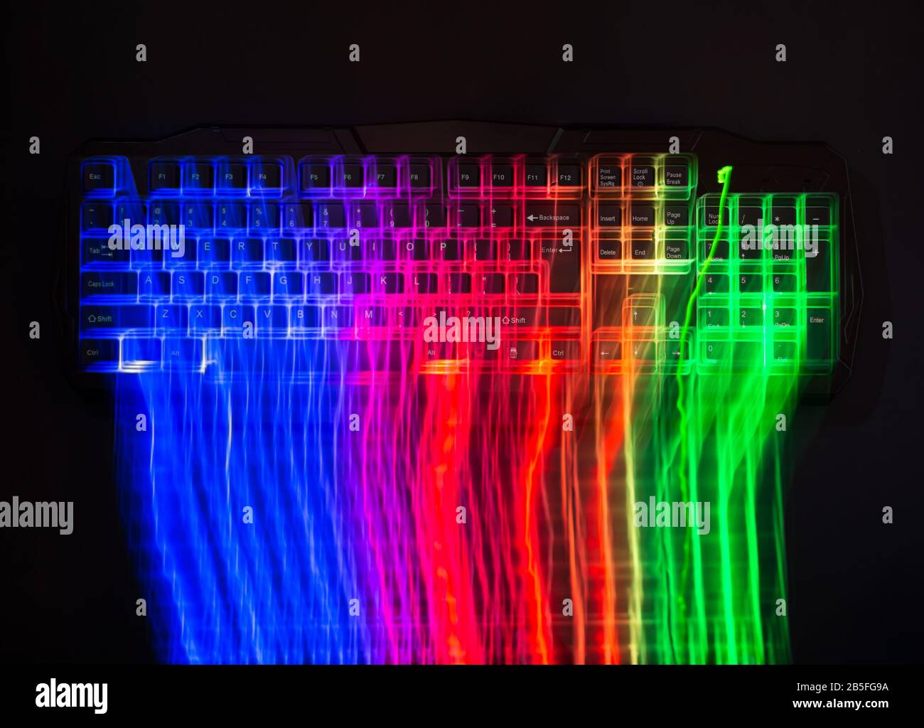 Gaming keyboard abstract led lights technology with led lights leak on ...