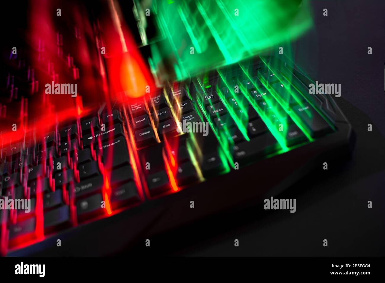 Gaming keyboard abstract led lights technology with led lights leak on ...