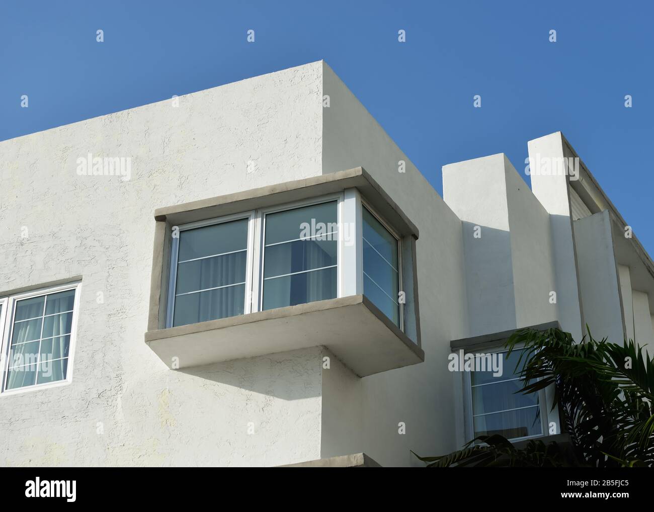 Art deco bay window, detail. Geometric shapes, South Beach, Miami ...