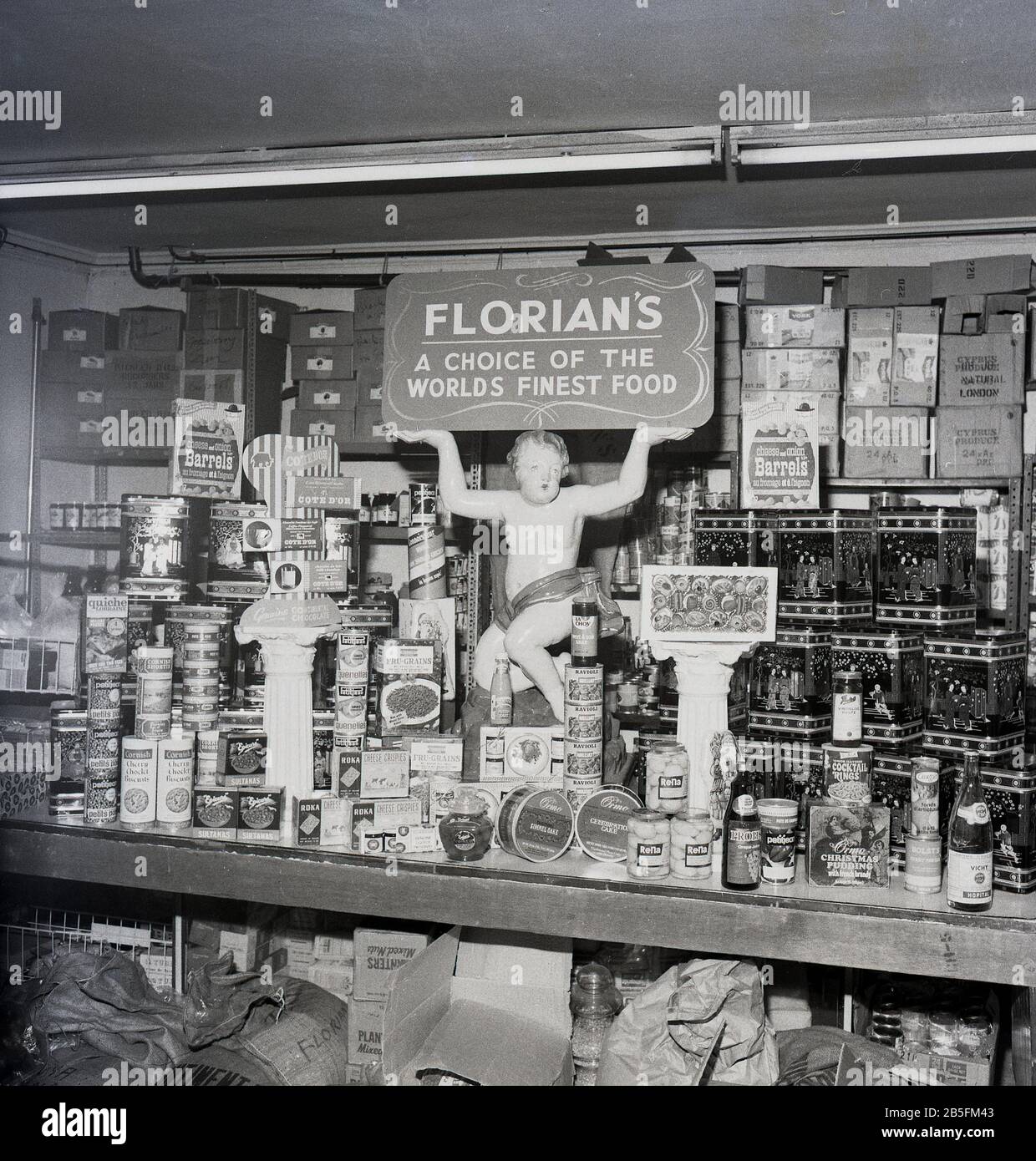 1960s, historical, shelf display at the specialist retail food store or ...