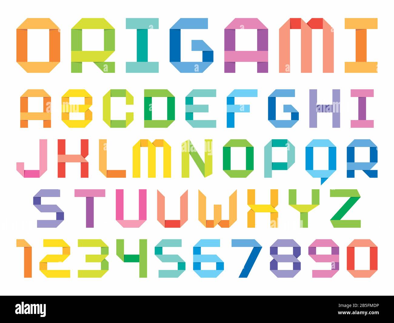 Ludic children paper fold (origami) style vector typeface. Flat ...