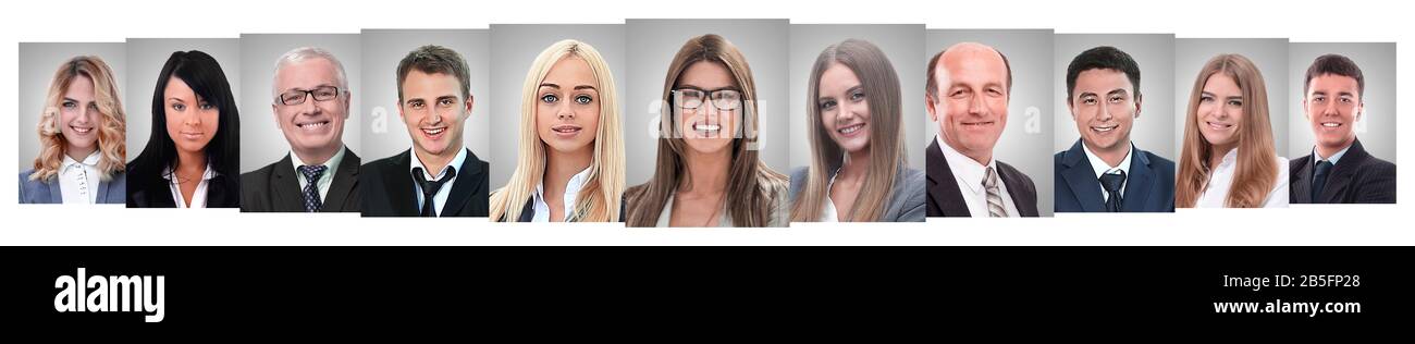 panoramic collage of portraits of successful business people Stock ...